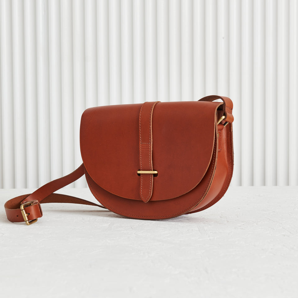 Handmade Leather Saddle Bag | Personalised Gift – Tan & Black